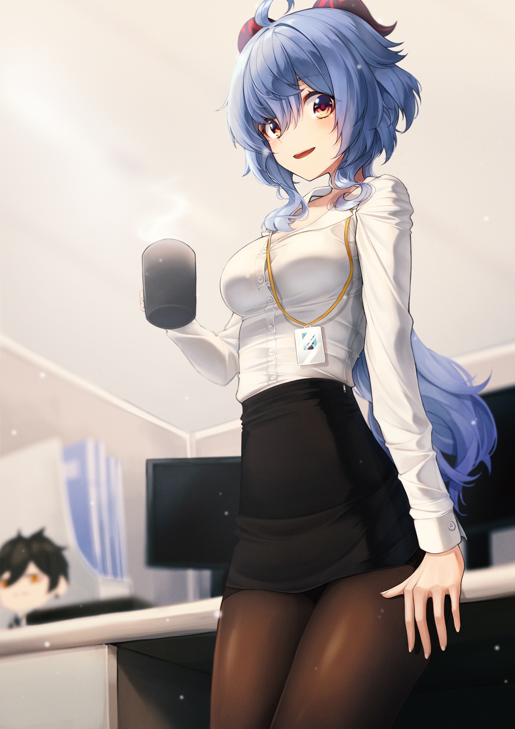 genshin impact ganyu dress shirt horns pantyhose tagme | #779615 | yande.re